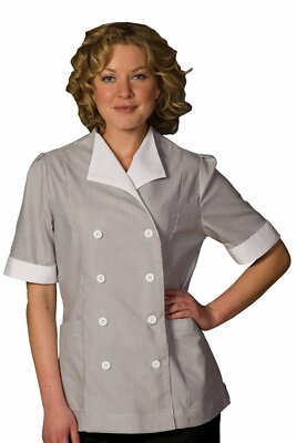 $35 NWT EDWARDS DARK GREY DOUBLE BREASTED HOUSEKEEPING TUNIC SIZE 10-14 ...