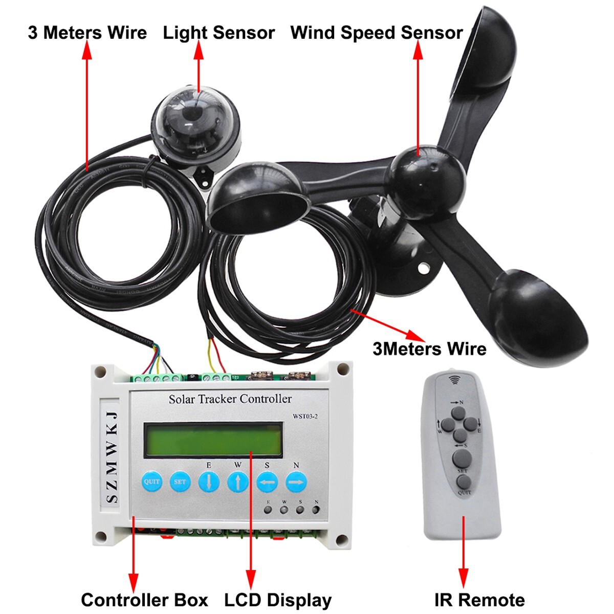 12V LCD 6000N Solar Tracking Tracker Dual Axis Kits W/ 12V 2X8" Linear ...