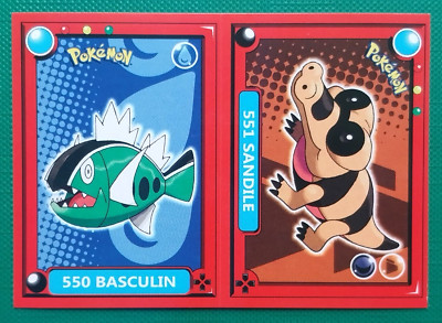 POKEMON POKEDEX Sticker EF #550-551 WHITE BASCULIN / SANDILE Edition ...