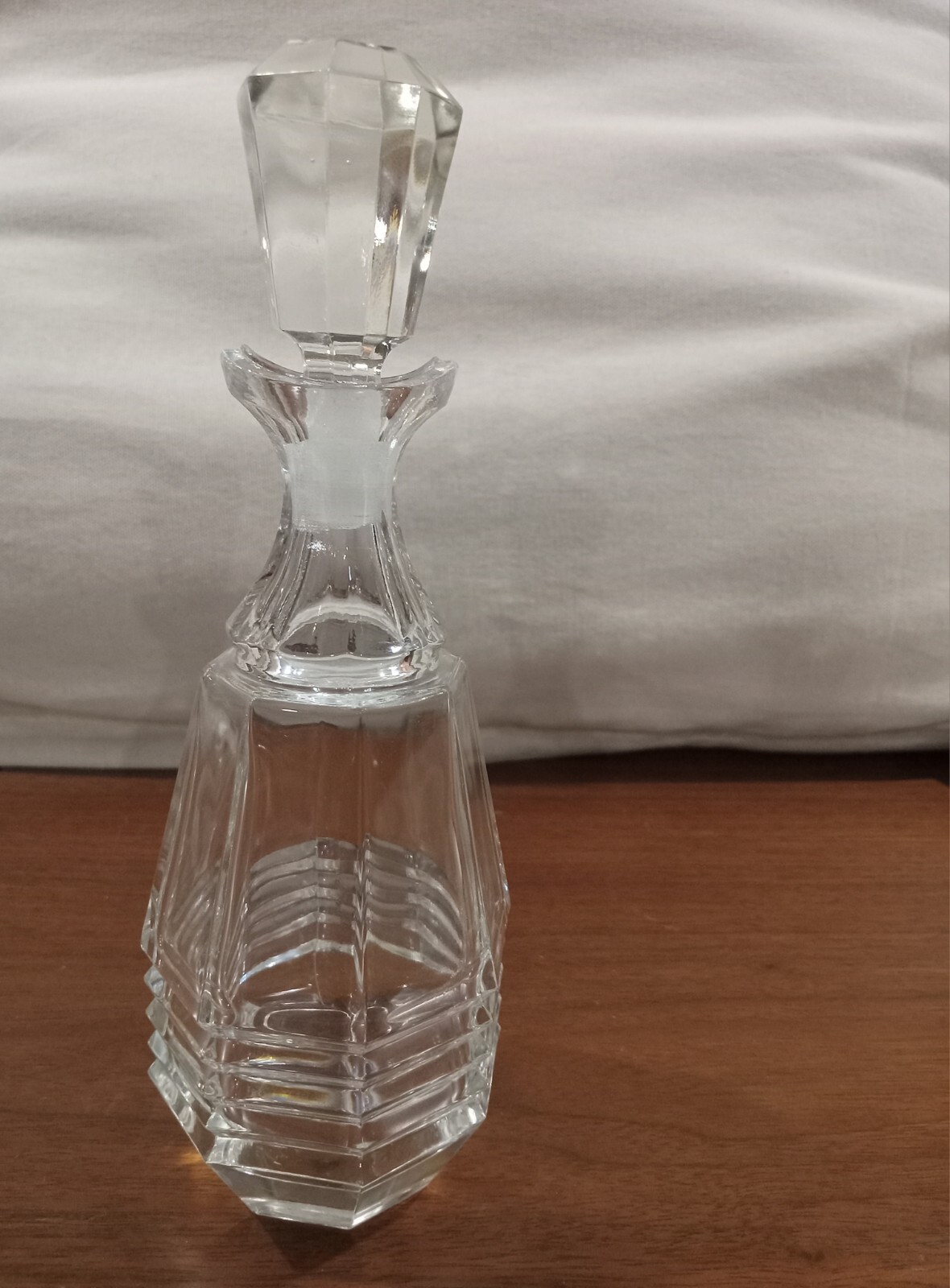 VINTAGE CHECO-SLOVAQUIE CUT CLEAR GLASS PERFUME BOTTLE W/STOPPER ...
