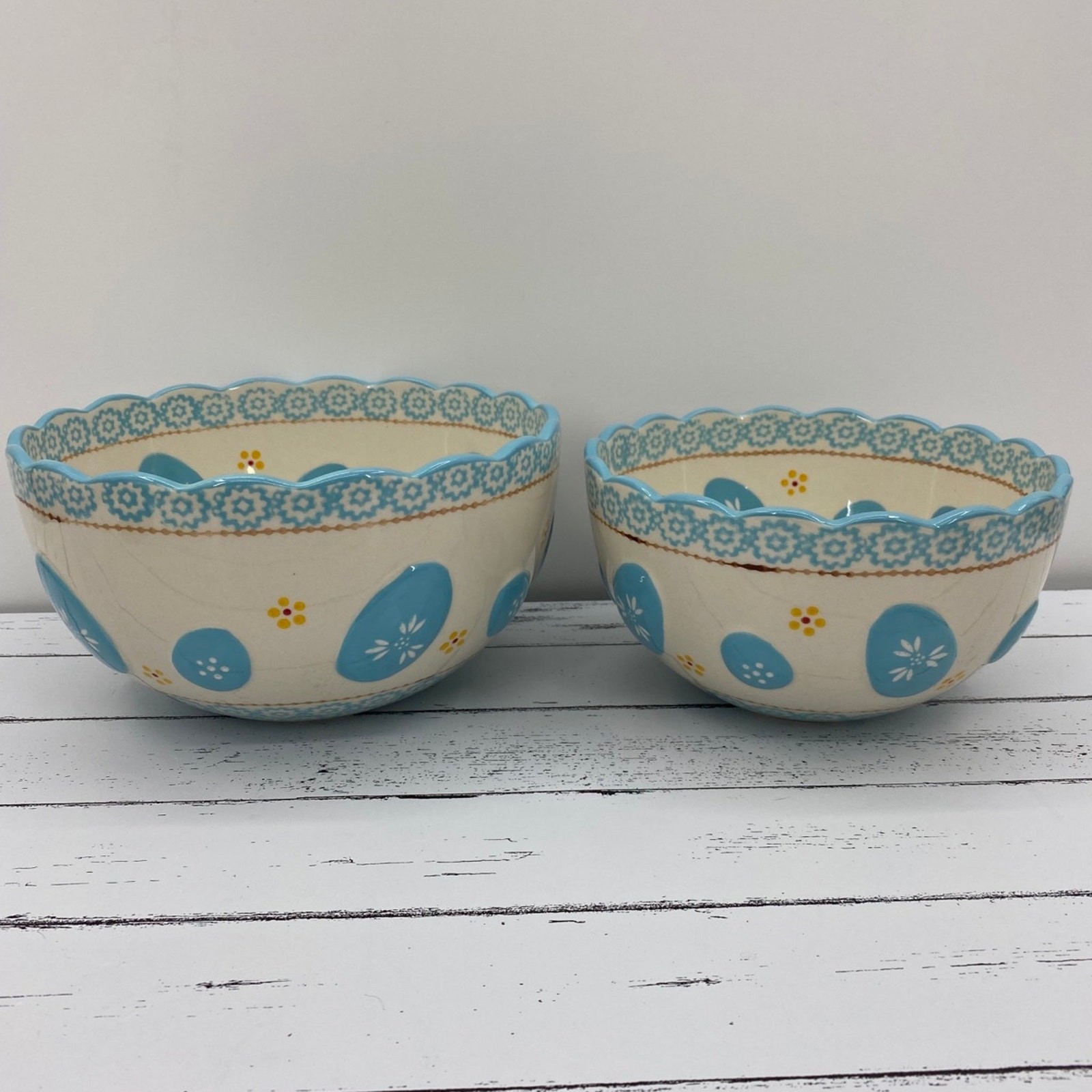Set Of 2 Temptations by Tara Old World Blue Easter Eggs 2 Qt & 3 Qt ...
