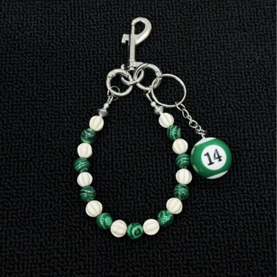Mens Billiard Ball Beaded Wallet Chain Links Short Keychain Jeans Pants ...