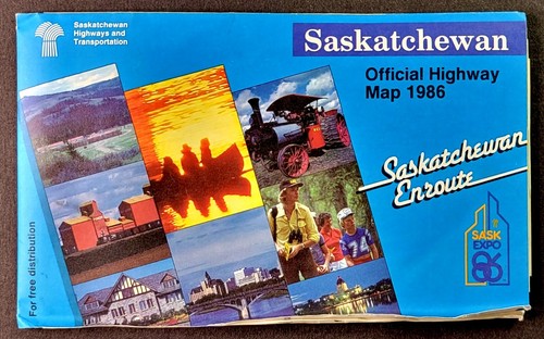 Vintage 1986 Saskatchewan Official Highway Map "Sask Expo 86" | eBay