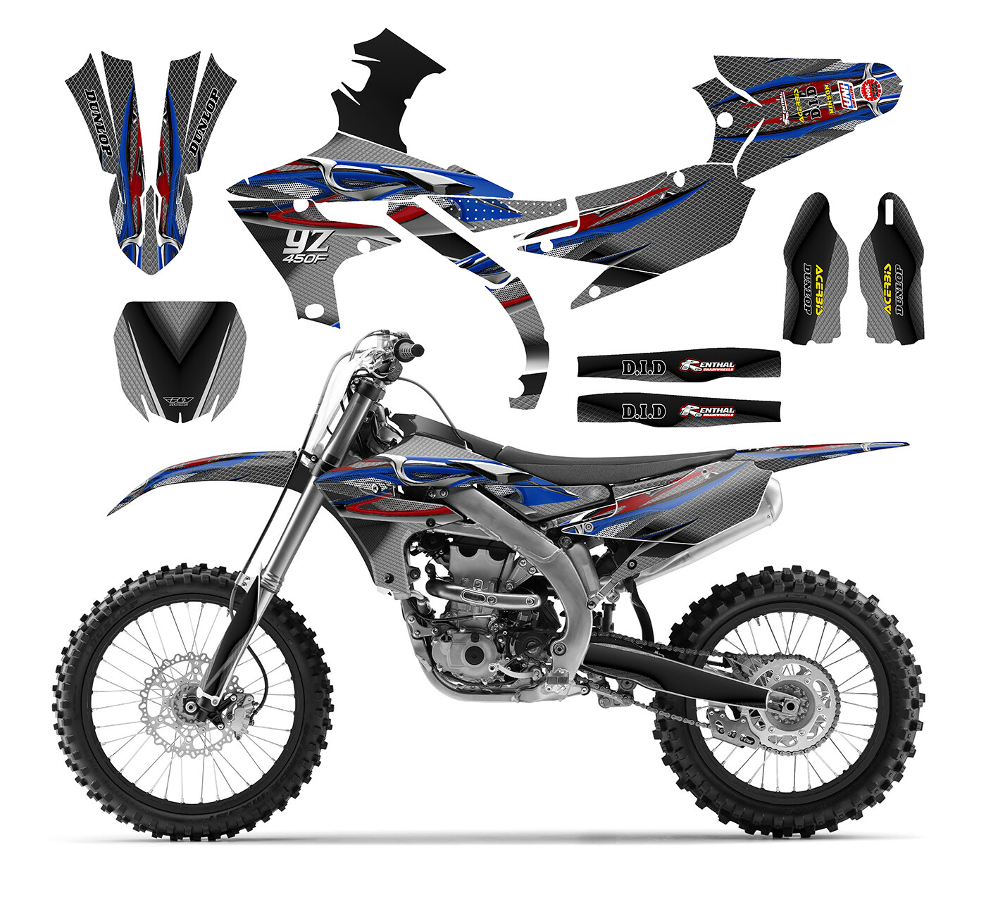 2019 2020 YZ250f YZ450f custom graphics sticker kit 24 mil #5815 Blue ...