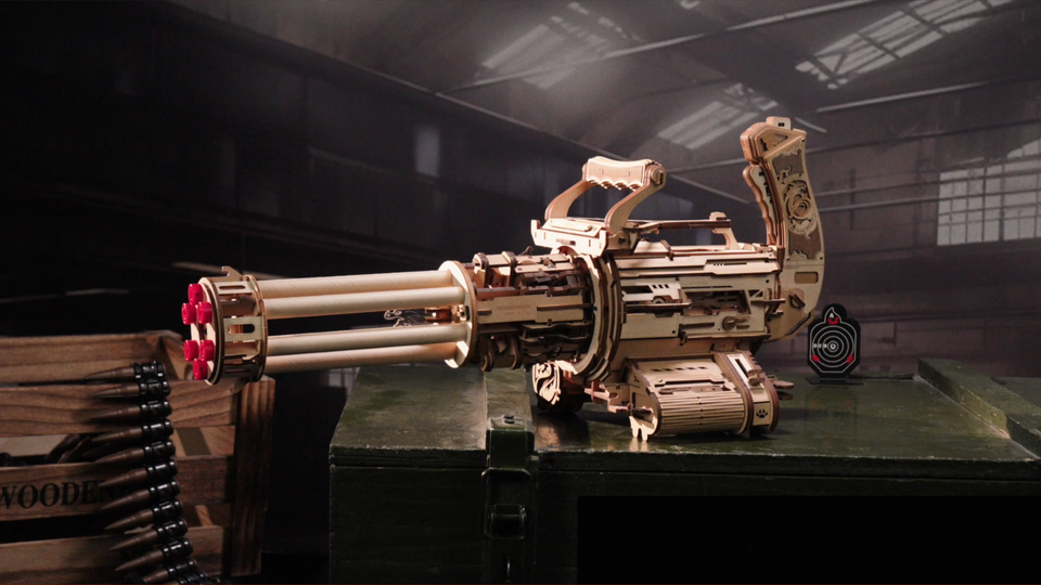 ROKR Rotating-Barrel Machine Gun 3D Puzzle Toy Jigsaw Educational Toy ...