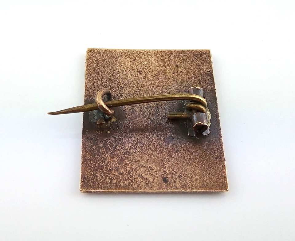 VICTORIAN GILT METAL & ENAMEL POSTAGE & INLAND REVENUE ONE PENNY STAMP ...