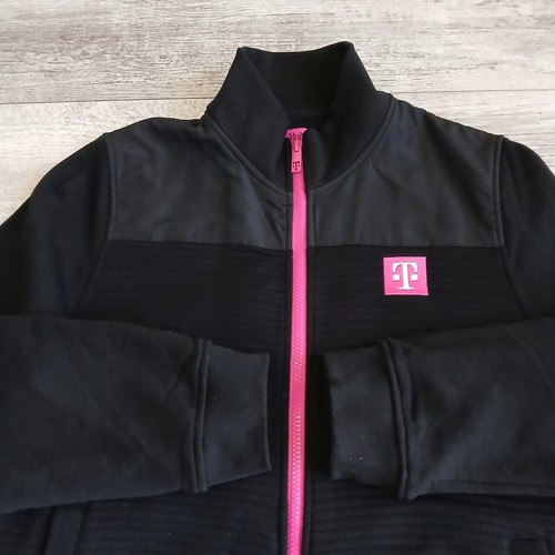 T Mobile Womens Black Track Jacket Full Zip Pink Logo Size L | eBay