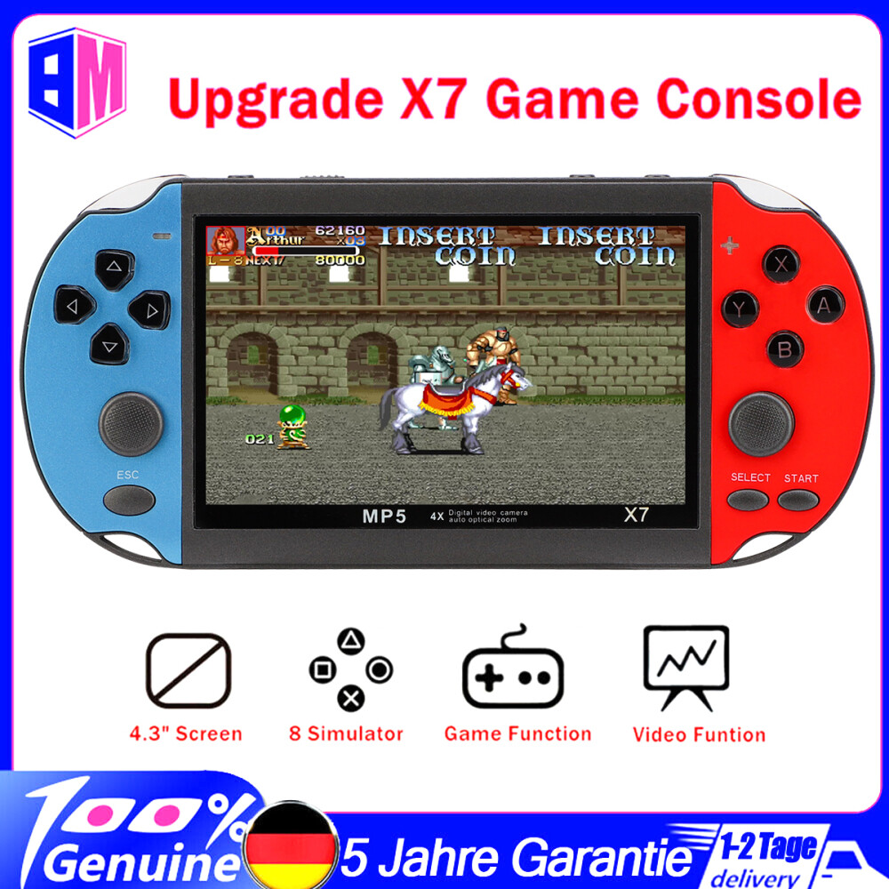 X7 8GB Handheld Spielkonsole 1000 Spiele MP4 4.3" Video Game Consoles ...