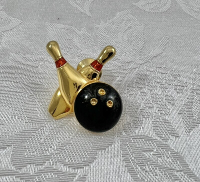 Vintage Signed Avon Gold Tone Bowling Pins And Ball Tac Lapel Pin | eBay