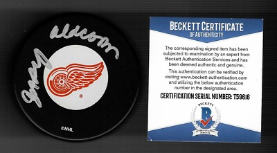 Gary Aldcorn Signed Detroit Red Wings Puck Beckett COA | eBay