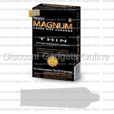 Trojan Condoms Magnum Thin LARGE SIZE Lubricated 12 pack NEW SEALED ...