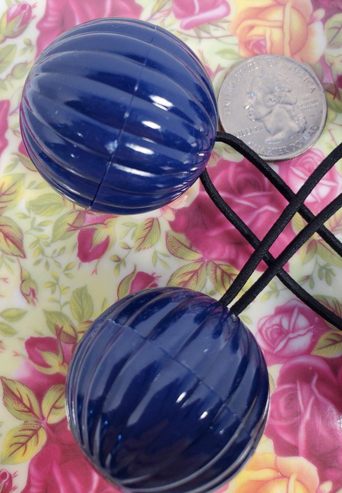 2 pcs blue ELASTIC PONYTAIL HOLDER JUMBO BEAD GIRL HAIR SCRUNCHIE ...