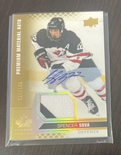 2022-23 UPPER DECK WORLD JUNIORS PREMIUM MATERIALS AUTO SPENCER SOVA /199 2COL | eBay