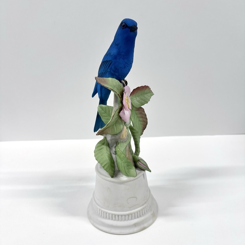 Boehm Indigo Bunting 429 D | Porcelain Blue Bird Floral Figurine USA 10 ...