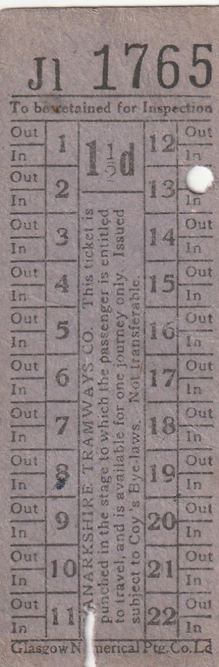 Bell Punch Ticket. Lanarkshire Tramways Co. Fare 1 1/2d. | eBay UK