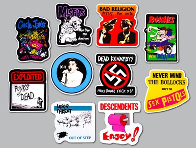 Punk Vinyl Sticker Lot (10 Stickers) SET 20 rock band crust hardcore ...