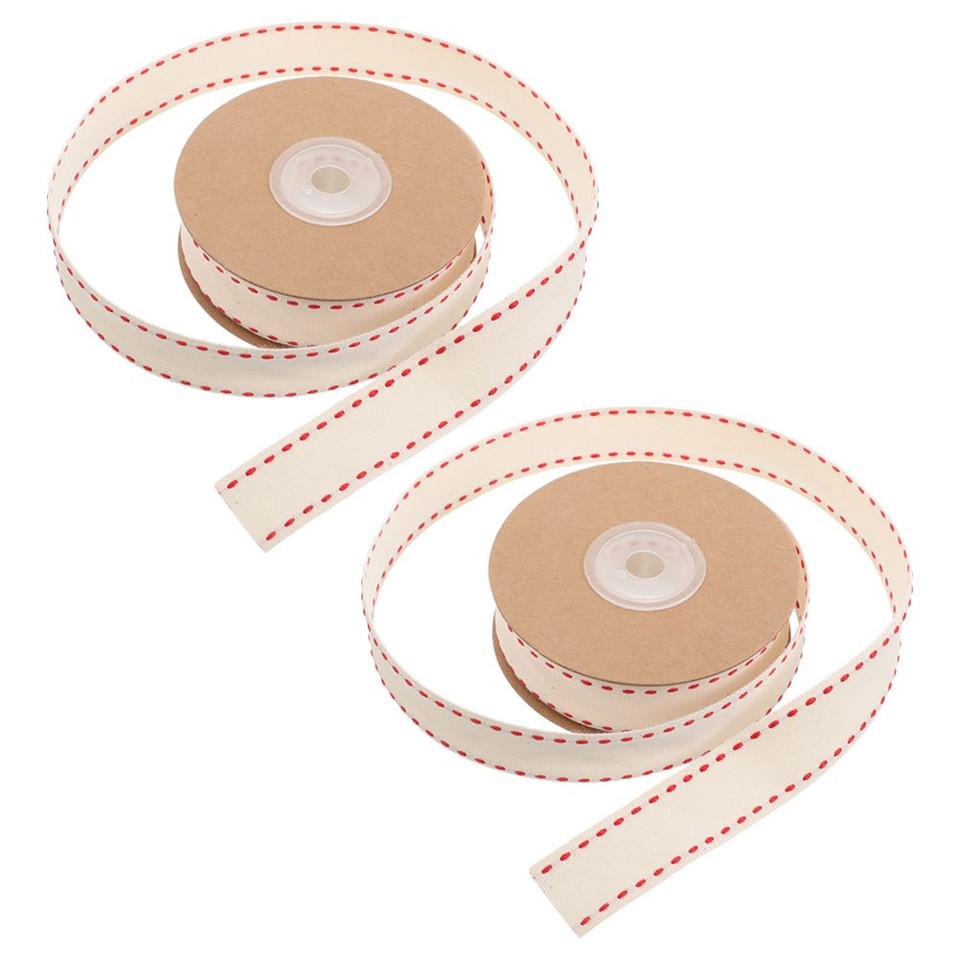 2pcs Cotton Ribbon Roll: Wide Striped Farmhouse Craft Ribbon for ...