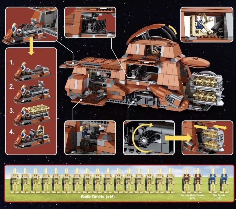 Star Wars Trade Federation Transport MTT Kit Building Blocks MOC Gift ...
