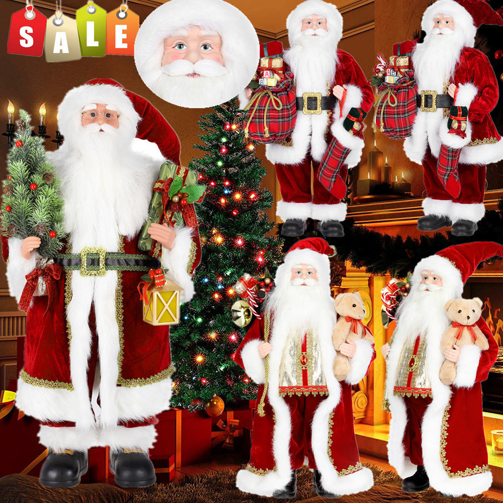 96/48cm Traditional Standing Father Christmas Santa Claus Figure Xmas ...