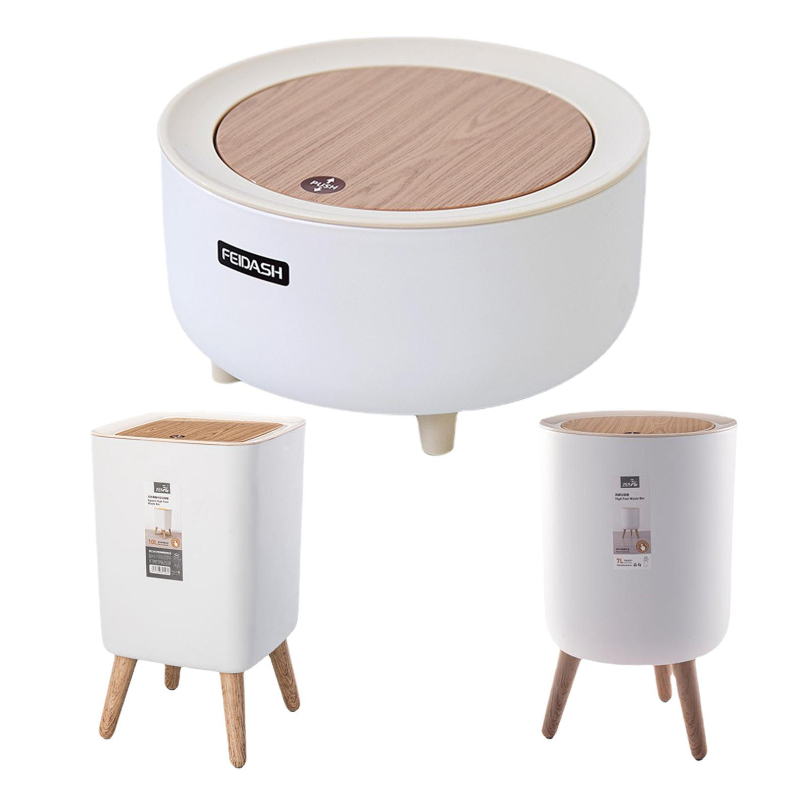 White Trash Can White Kitchen Garbage Can with Press Lid Large Mouth ...