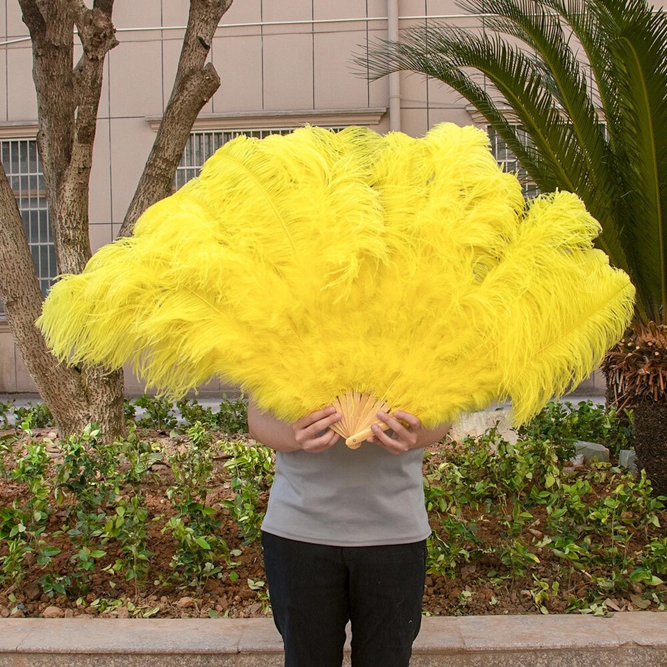 2023 women new Ostrich Feather Fan Carnival Party Feather Fan | eBay
