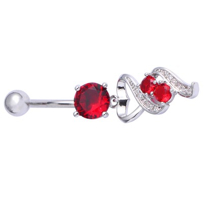 Screw Navel Bar Dangle Belly Button Rings Eyebrow Tongue Barbell Nose ...