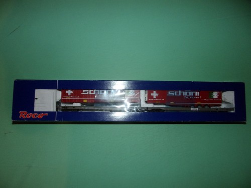 ROCO wagons couplés porte remorques SCHONI SBB CFF 66604 NEUF (n°1bis ...