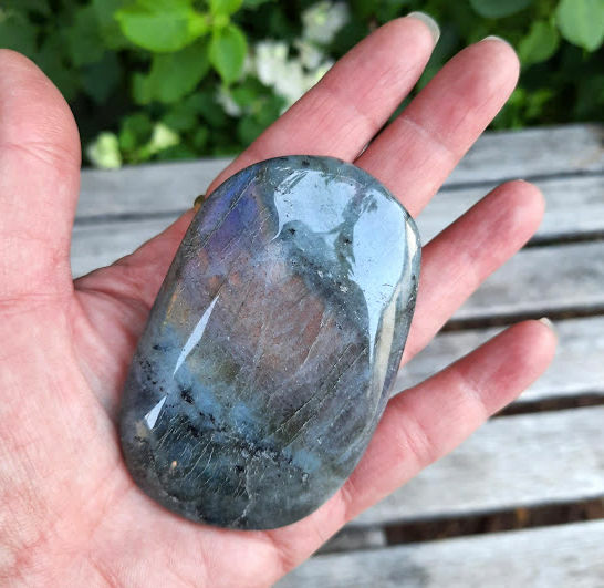 Labradorite Palm Stone, Purple / Pink / Orange / Blue Flash ...