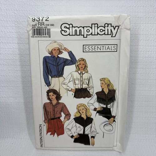 Simplicity 9372 Misses Western Style Blouse Shirt Fringe Pattern 14-20 ...