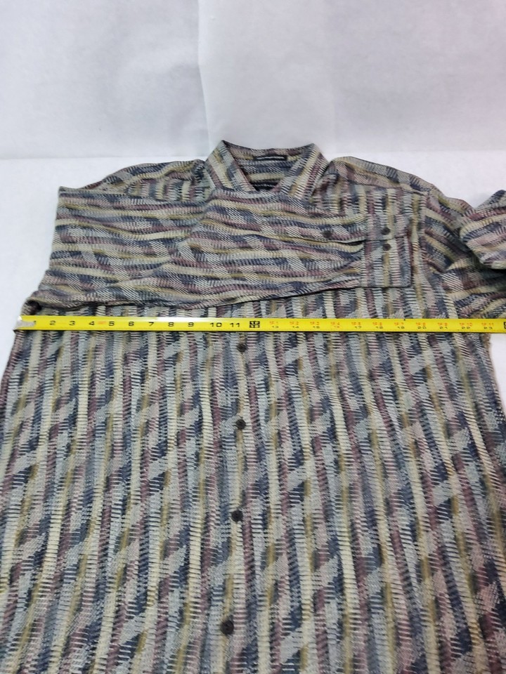 Jhane Barnes Mens Multicolor Geometric Pattern Button-Up Shirt Size ...