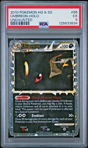 PSA 5 2010 Pokemon HeartGold SoulSilver Undaunted Prime Umbreon 86/90 ...