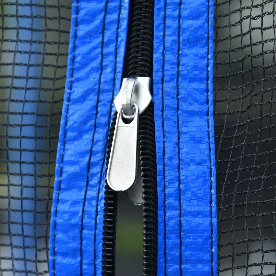14FT 2 Side Color Cover Trampoline w/Basketball Hoop & Safety Enclosure ...