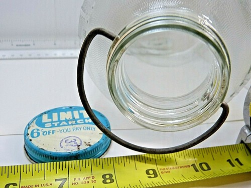 VINTAGE LINIT STARCH 1/2 GALLON GLASS BOTTLE W/BAIL HANDLE with BLUE ...