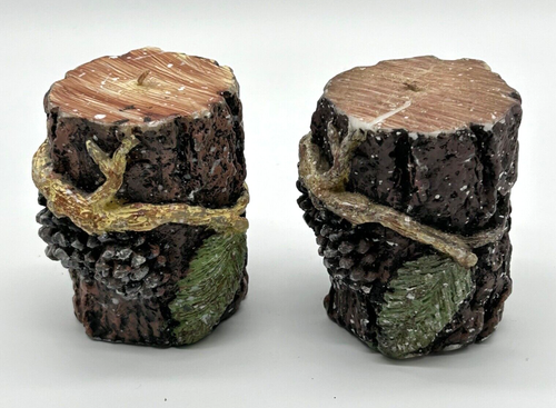 Wax Log Tree Stump Trunk Candle Christmas Set of 2 | eBay