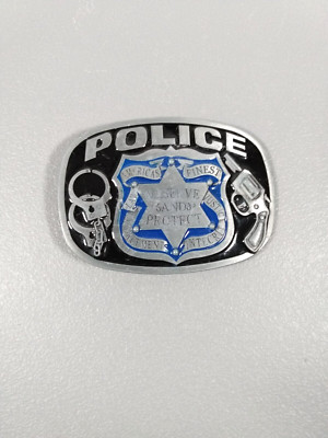 Police Belt Buckle America's Finest We Serve And Protect Buckle Wes ...