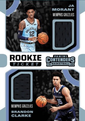 2019 Contenders Ja Morant Dual Rookie Ticket Patch RC NBA Dunk Digital ...