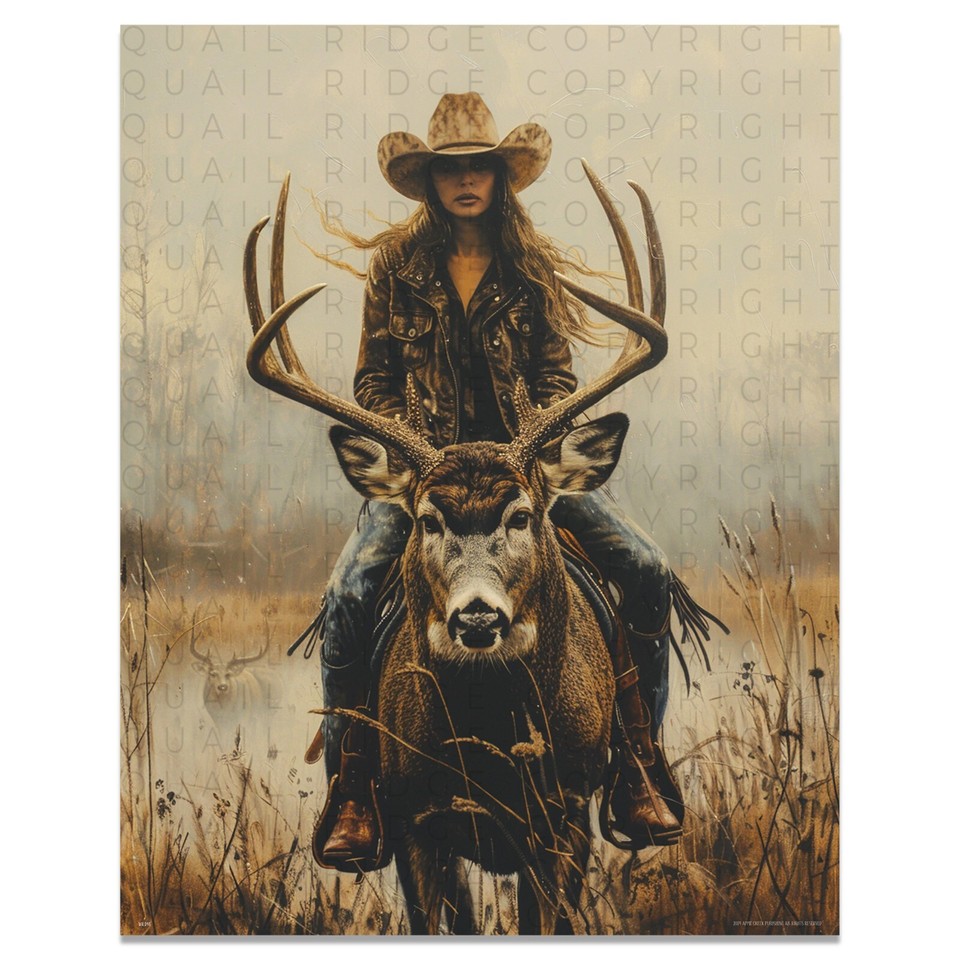 Vintage Whitetail Deer Art Print Pinup Girl Bow Hunting Art Deer Camp ...