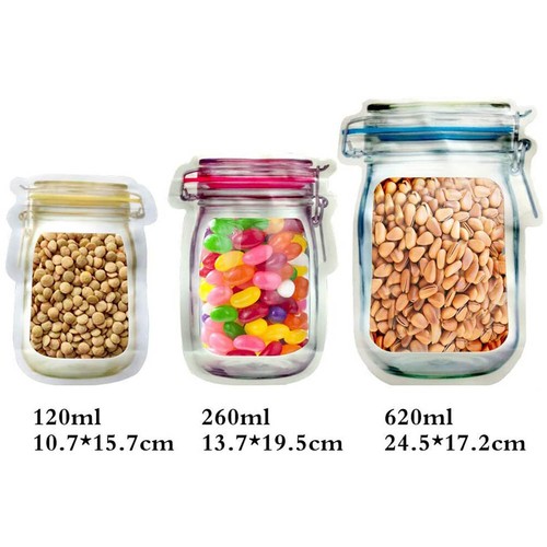 20Pcs Reusable Zip lock Snack Bags Mason Jar Zipper Food Saver Ziplock ...