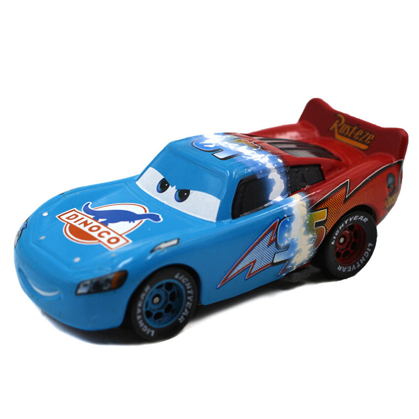 Diecast Model Car Disney Pixar Cars Blue Lightning McQueen Dinoco King ...