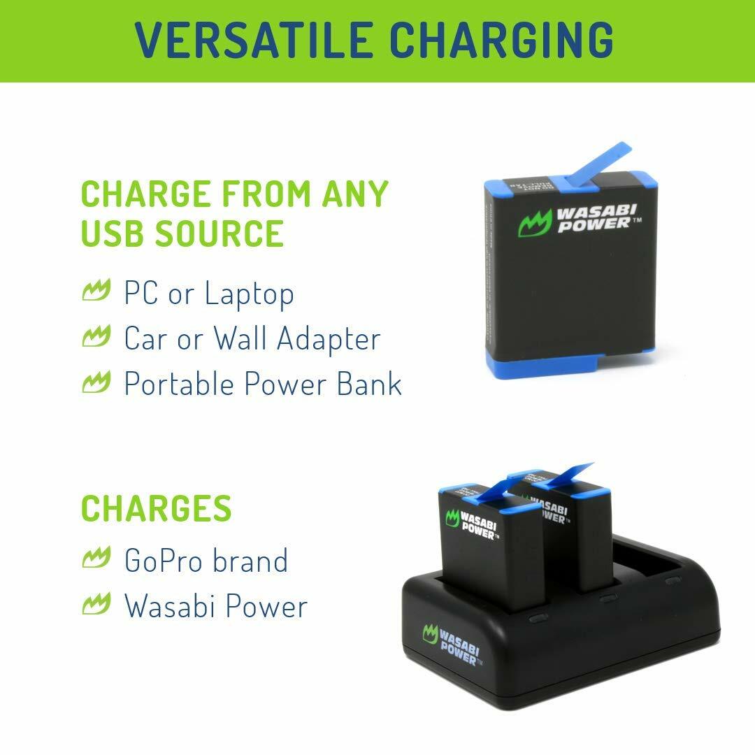 Wasabi Power Battery (2-Pack) and Triple Charger for GoPro HERO8 Black ...