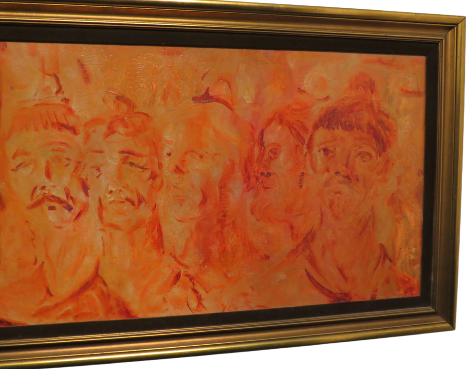 Pascal Cucaro Oil Painting Self Portrait Many Faces or Clowns 56"x31 ...