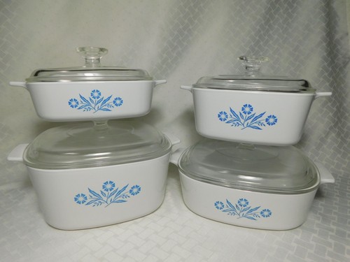 8 pc Set Vintage Corning Ware Blue Cornflower Casserole Baking Dishes ...