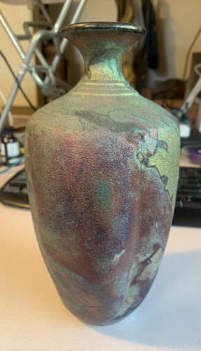 Signed Stephen Roy Raku Vase - 8" Tall w/Multicolor Finish | eBay