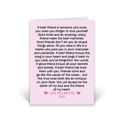 Friendship Card Best Friends Bestie Love You Birthday Funny Thank You ...