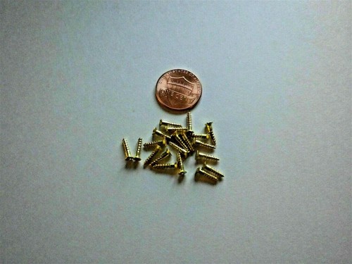 SMALL BRASS WOOD SCREWS FLAT & ROUND HEAD FOR ANTIQUE CLOCK REPAIR 50ct ...