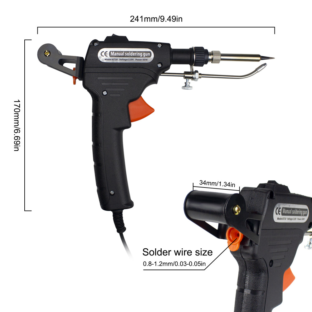 Auto Electric Soldering Iron Gun Kit 60W 110V Welding Tool With Solder ...