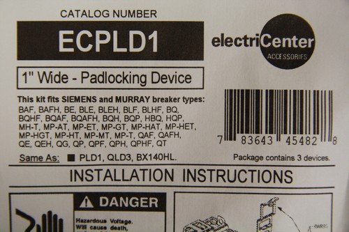 Siemens Murray ECPLD1 Circuit Breaker Padlock 1" PLD1 QLD3 BX140HL Lot ...