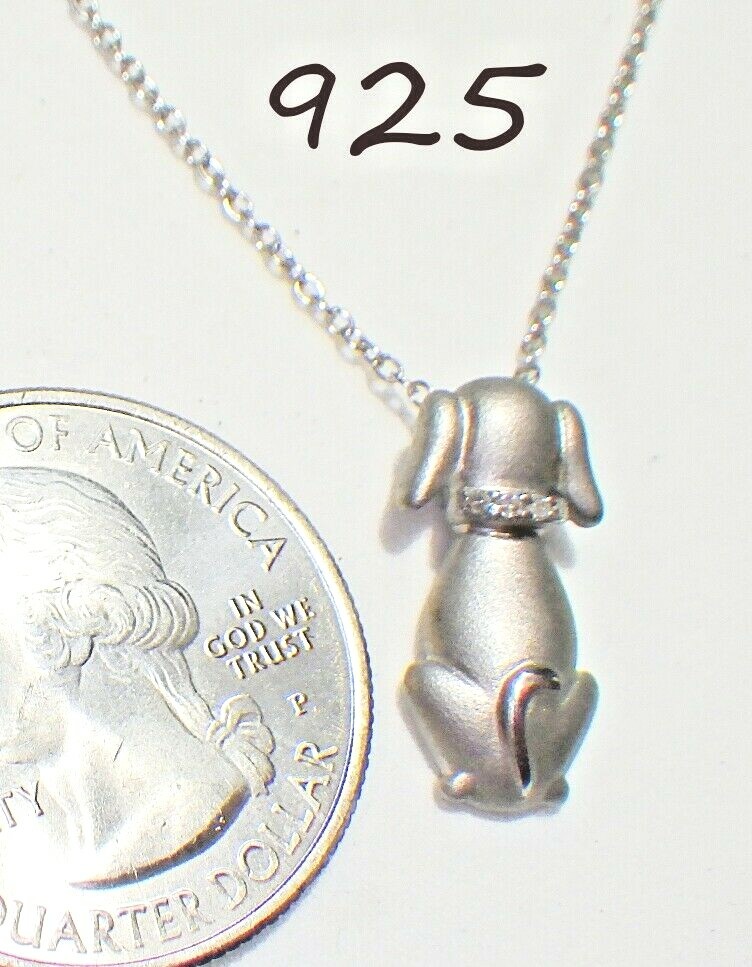 Signed NDI 925 Firestar Diamond Inc Dog Pendant Necklace, 4-Diamond ...