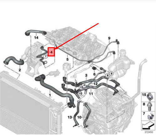 BMW 2 Active Tourer F45 Cylinder Head Expansion Tank Line 17127646896 ...