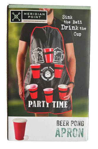 MERIDIAN POINT BEER PONG APRON PARTY TIME 6 CUPS & 2 PING PONG BALLS ...